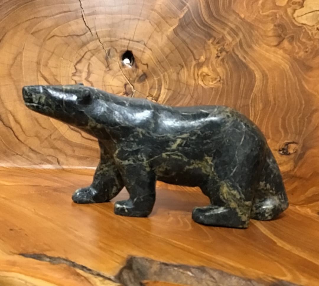10 Serpentine Bear by Master Carver MARK TOTAN Inuit Artist Hand Carved ...