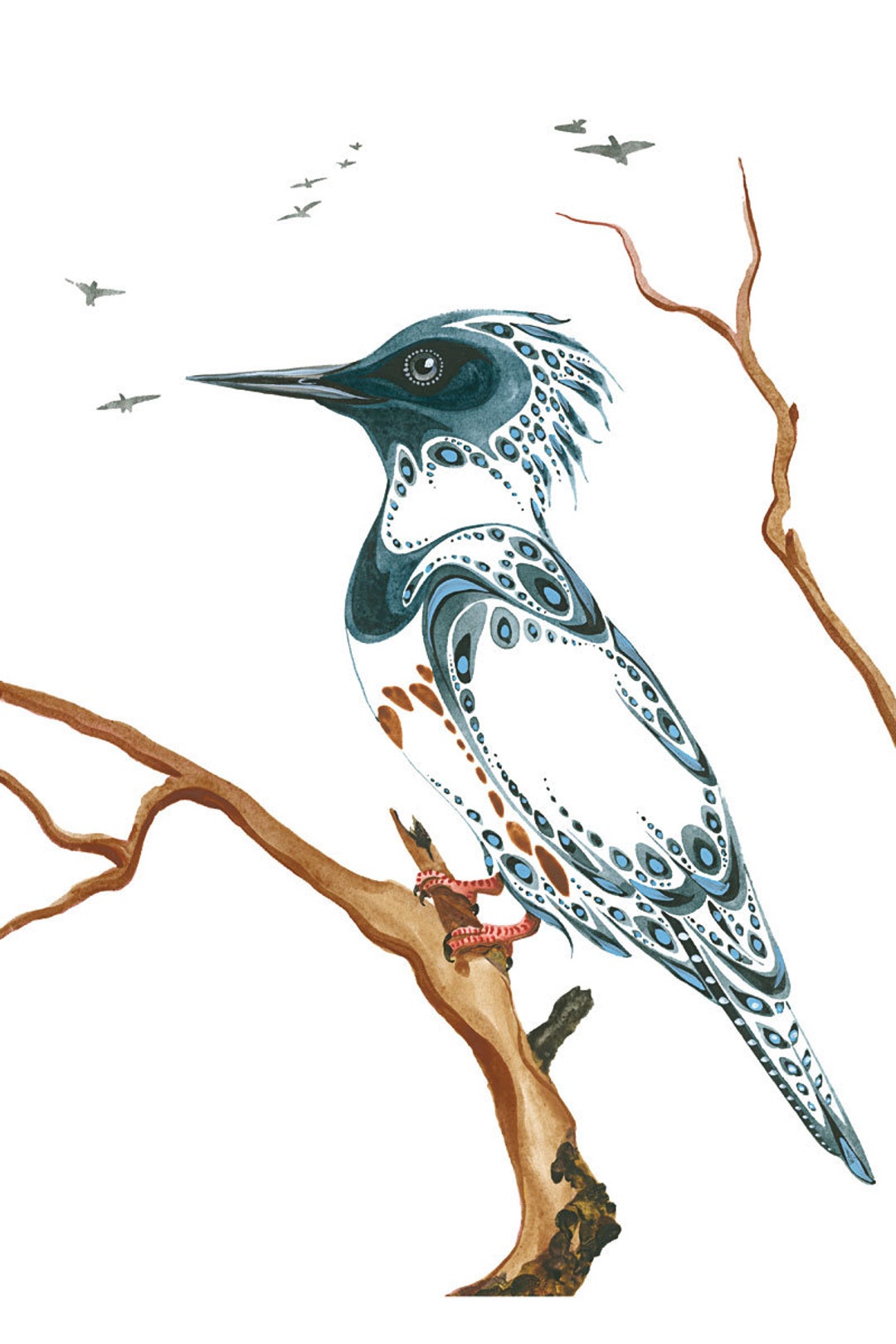 Ray BAPTISTE " Resting Kingfisher " Canvas Authentic Indigenous ...