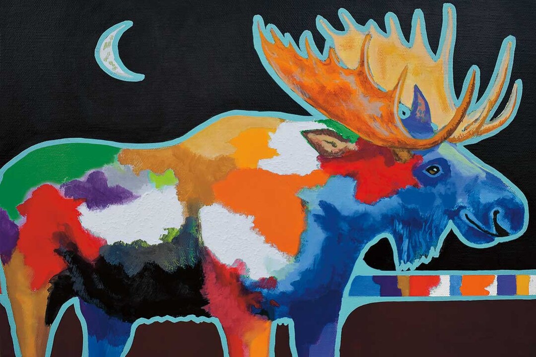 JOHN BALLOUE " Mickey Moose " Canvas Authentic Indigenous Made in ...