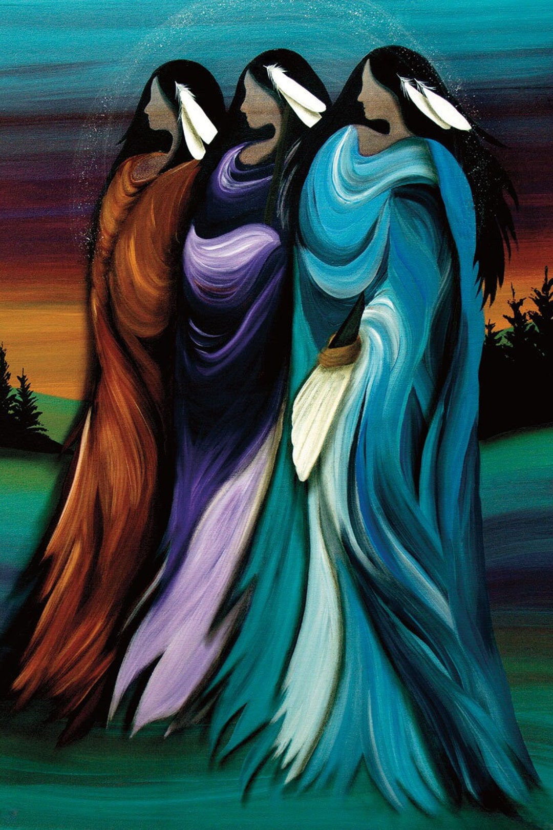 BETTY ALBERT Three Sisters Canvas Authentic Indigenous Collectible Made ...