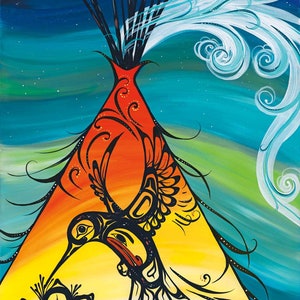 Carla JOSEPH " Hummingbird Teepee " Canvas Authentic Indigenous ...