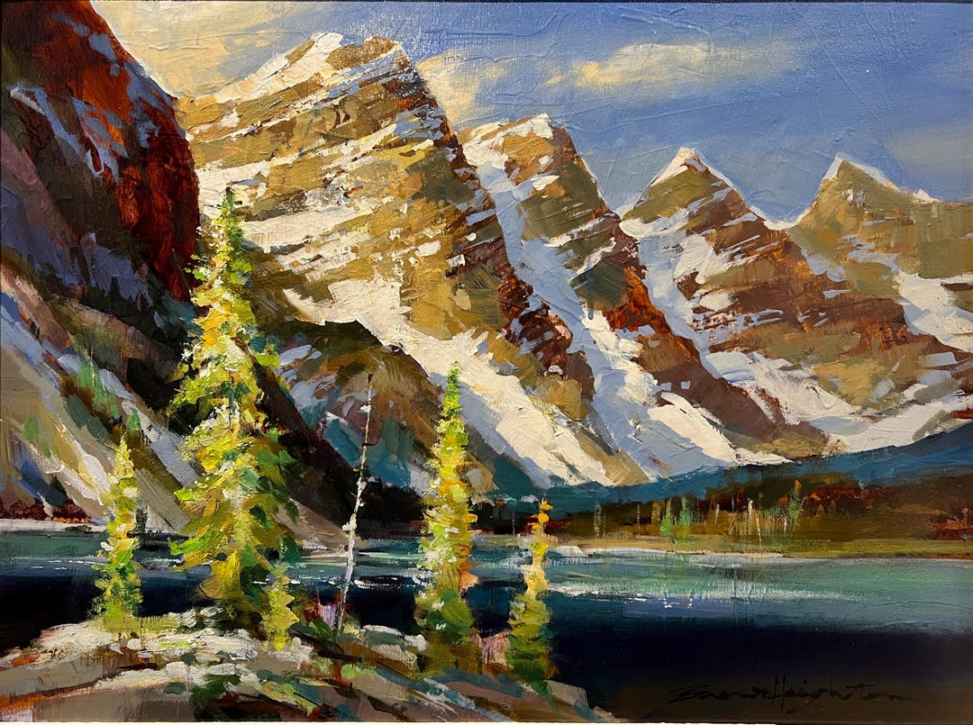 Brent HEIGHTON Original Painting " Moraine Lake " Acrylic Hand Painted ...