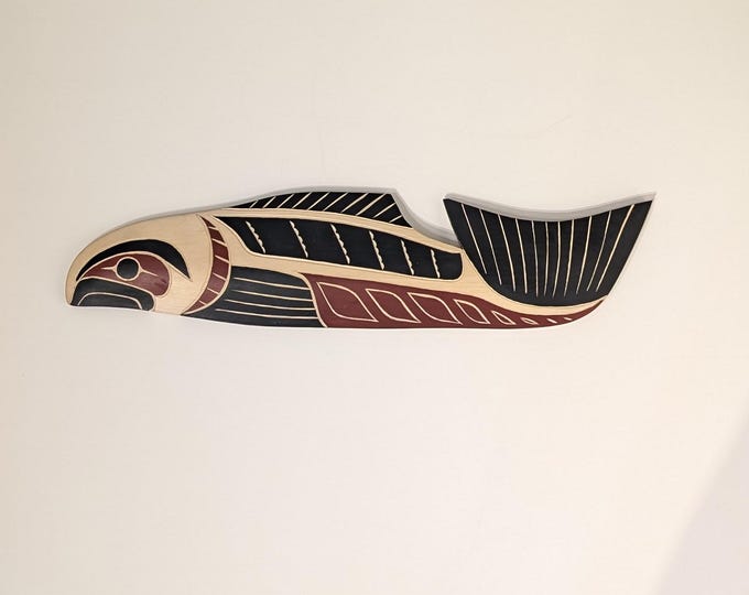 SALMON First Nations Coast Salish Native Carving David LOUIS Signed ...