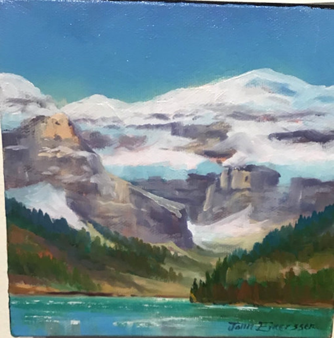 Jonn Einerssen “ Lake Louise “ Original Oil Painting on Canvas 6”x6 ...