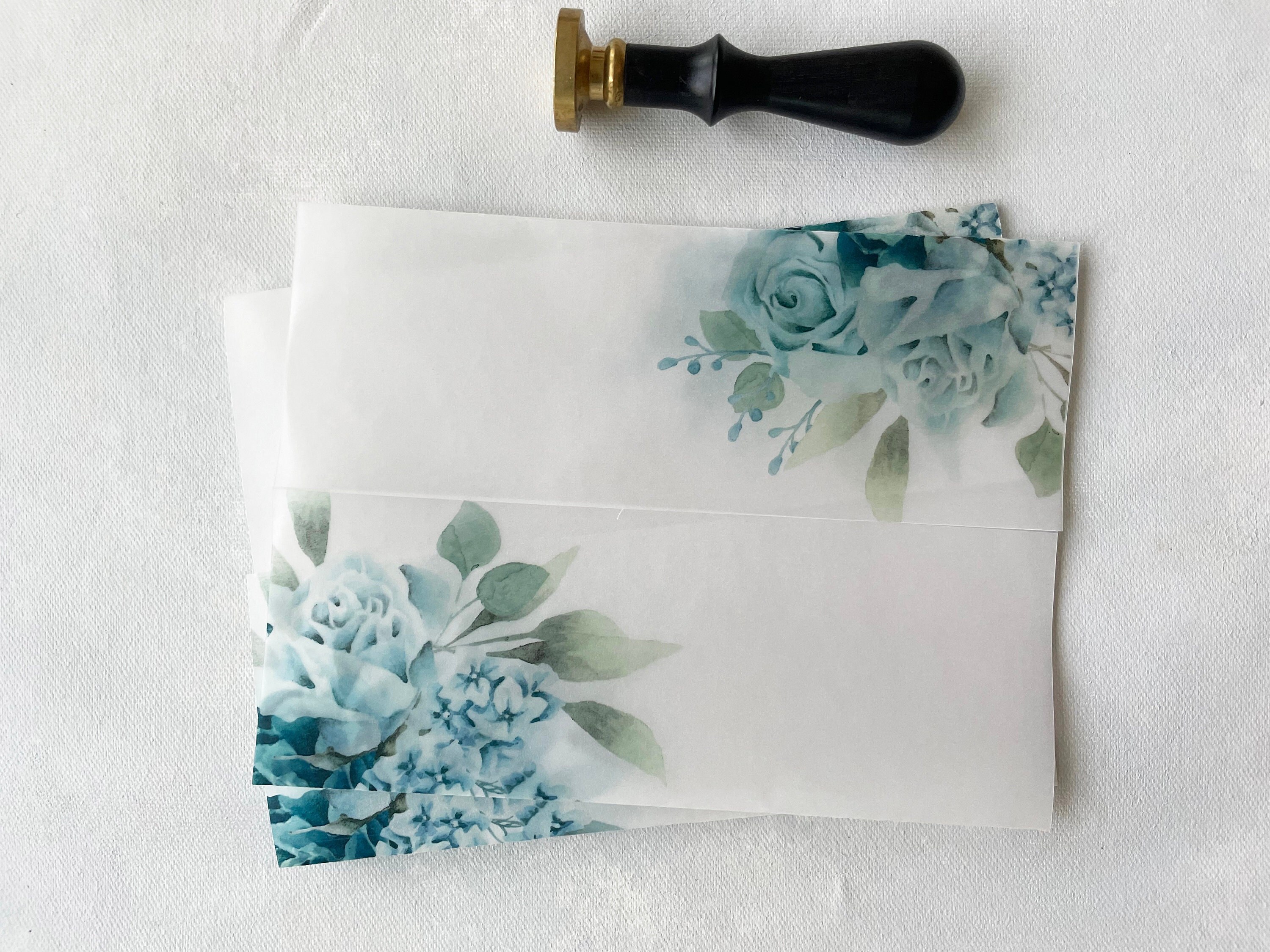 Blue Vellum Invitation Wrap 5x7 Vellum Wedding Invitation - Etsy