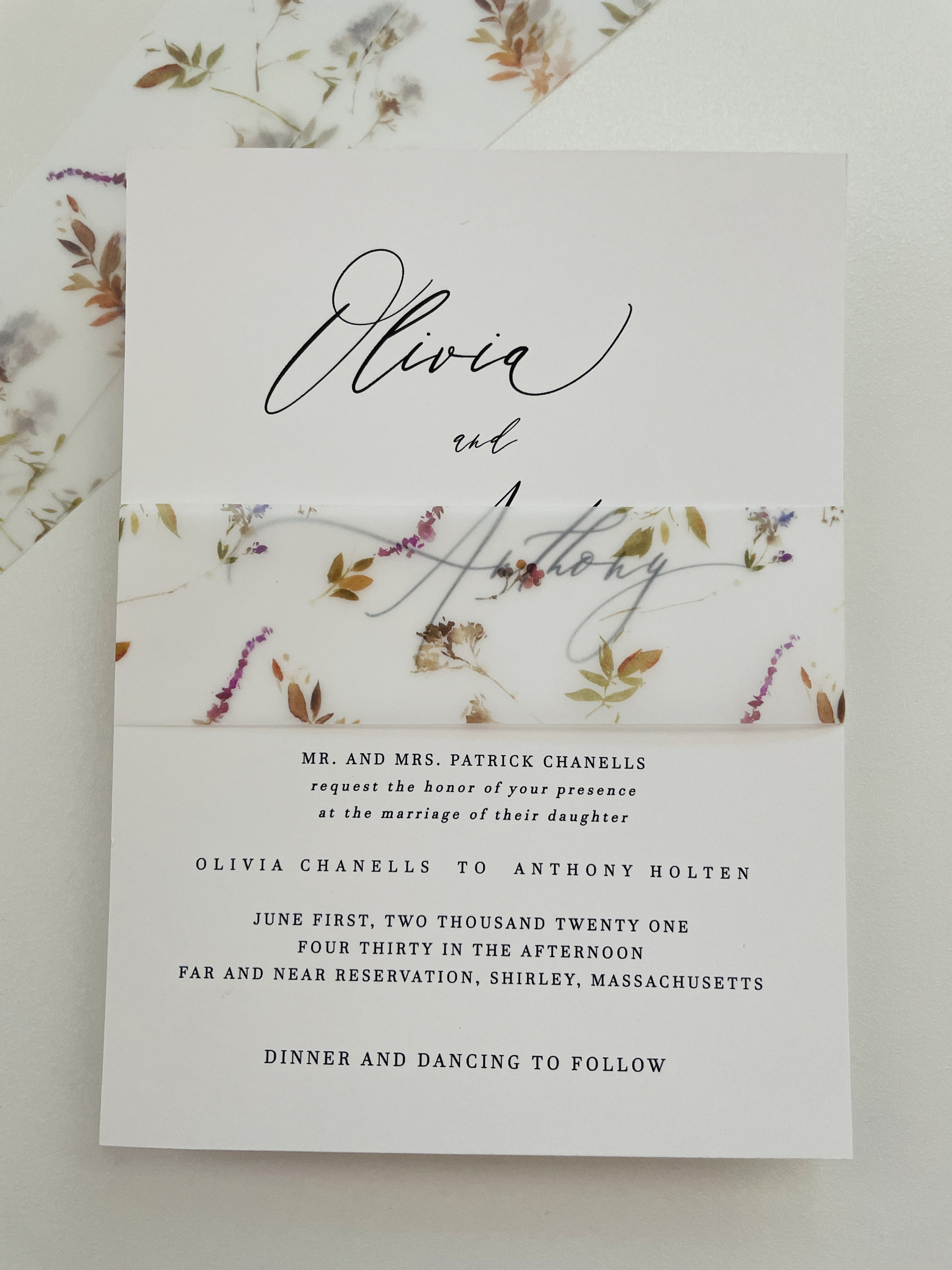 Wildflower Invitation Belly Band, Floral Belly Bands for Invitations ...