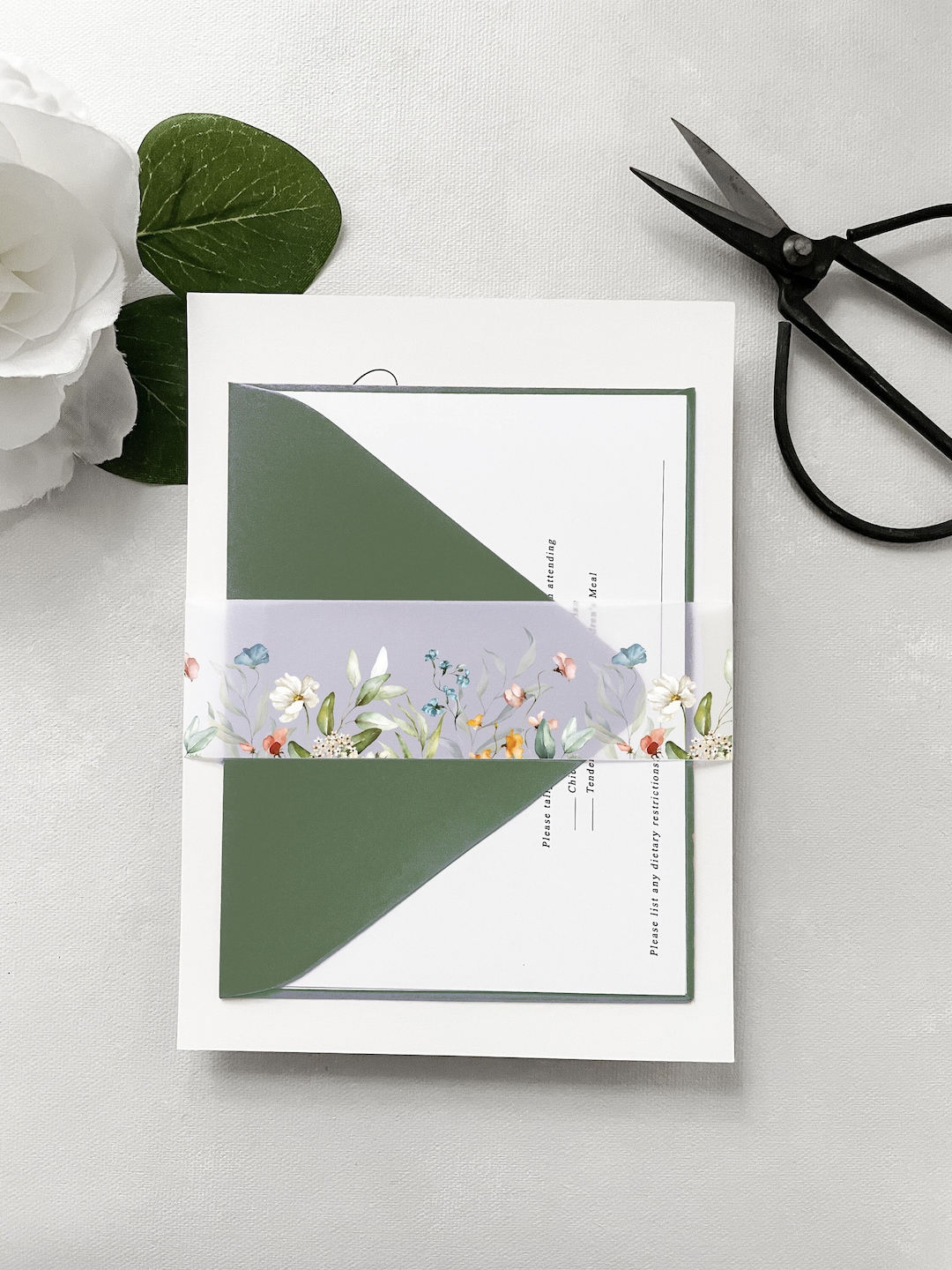 Vellum Belly Band Invite Wrap 5x7 Wedding Invitations, Spring ...