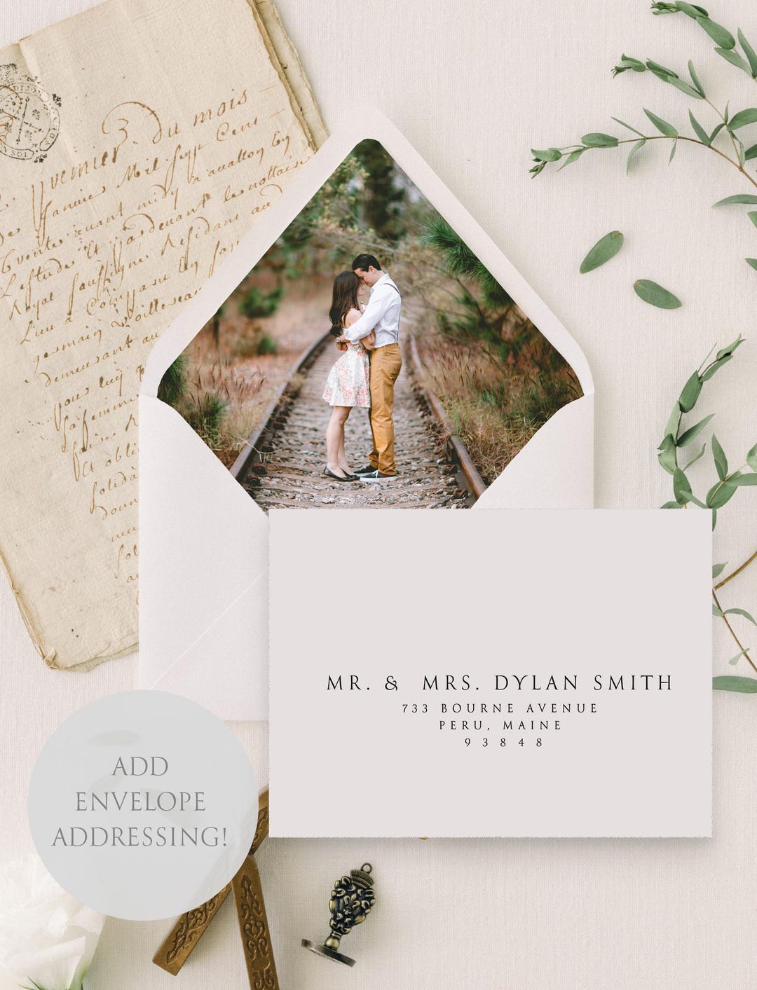 Custom Photo Envelope Liners: A7 Euro Flap Wedding Invitation (set of ...