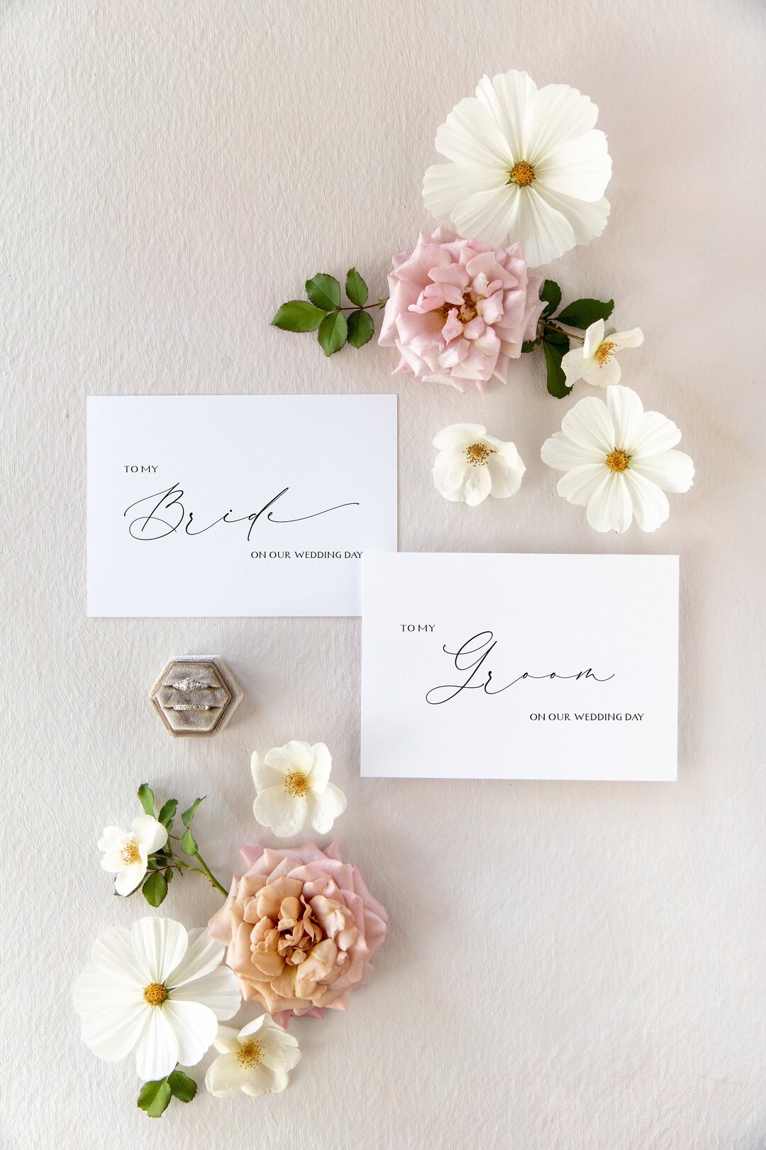 Bride + Groom Wedding Cards X2, Calligraphy Wedding Card Pack to Bride ...