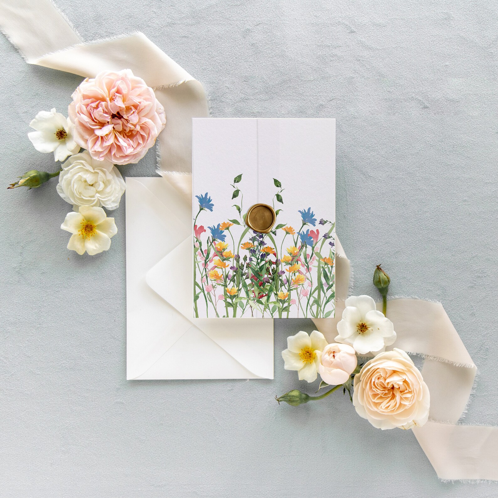 Wildflower Vellum Jacket Invites, 5x7 Vellum Wedding Invitation, Spring ...