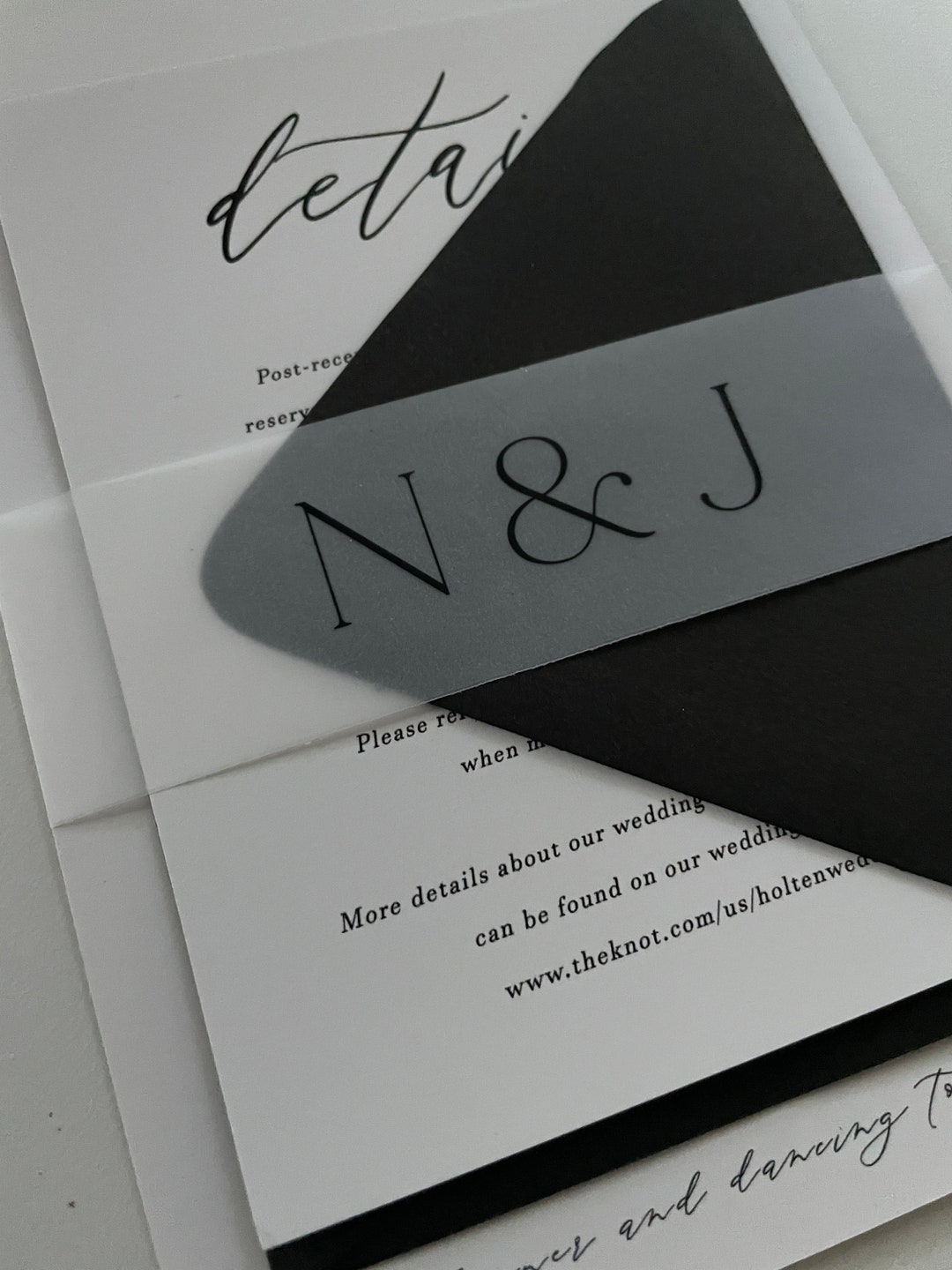 Custom Initial Vellum Belly Band for Wedding Invitations, Translucent ...