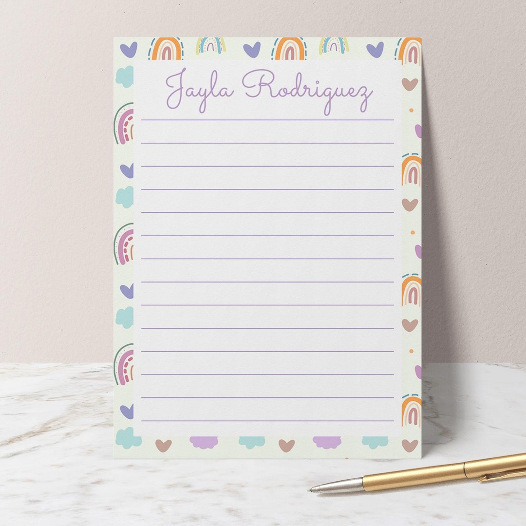 Custom Notepad Rainbow Stationery, Personalized Stationery, Cute ...