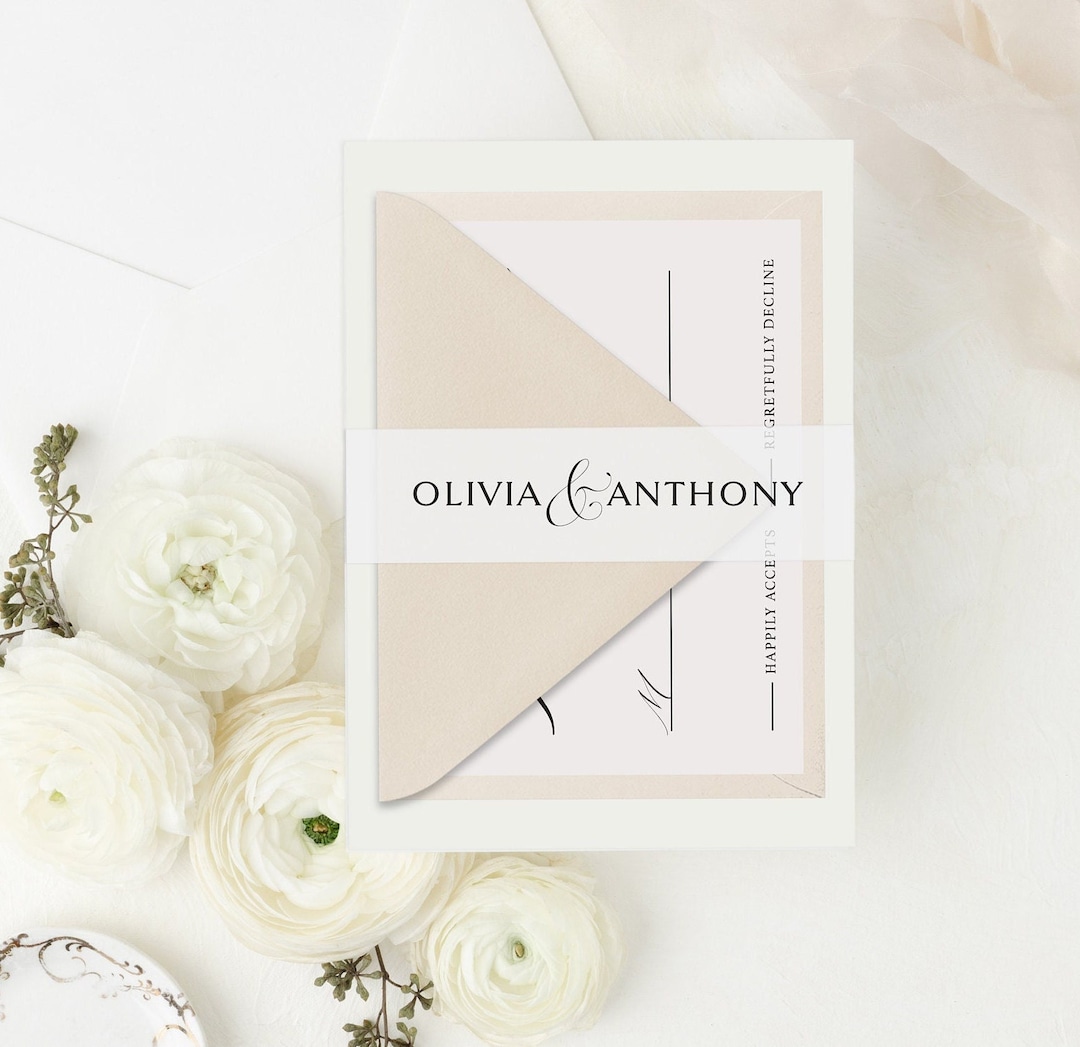 Vellum Belly Band for Wedding Invitations, Custom Vellum Belly Band 5x7 ...