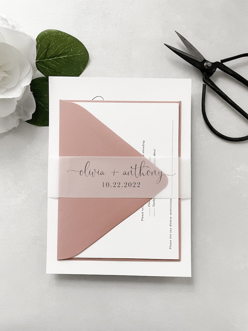 Personalized Vellum Belly Band for Wedding Invitations, Translucent ...