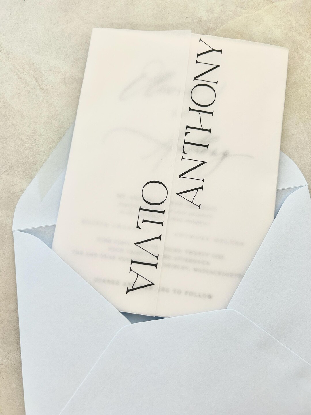 Personalised Vellum Jacket for Invitation, Custom Vellum Wrap Modern ...