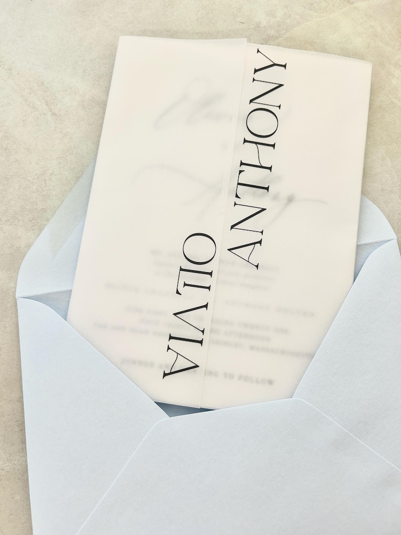 Personalised Vellum Jacket for Invitation, Custom Vellum Wrap Modern ...