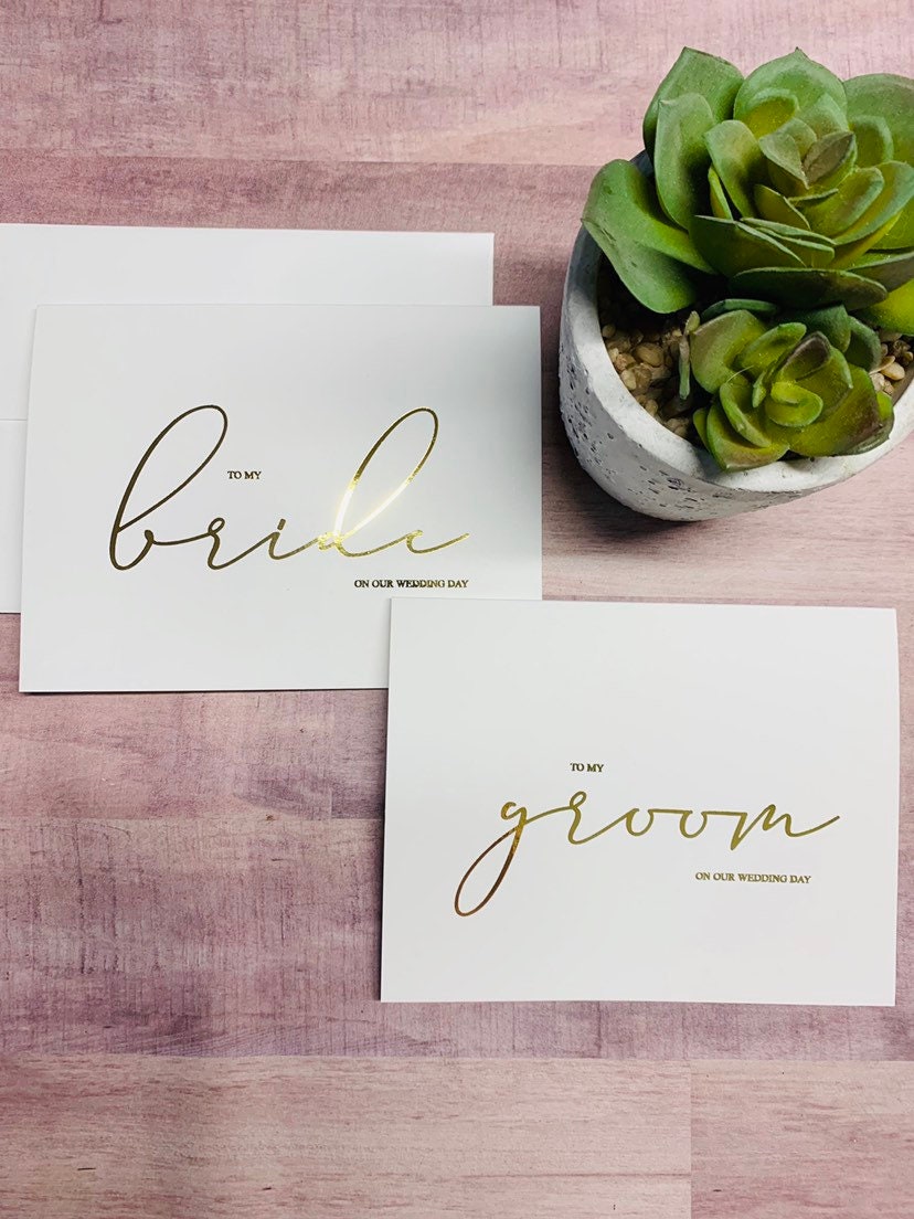 Foil Bride and Groom Letters, Wedding Card to My Groom, to My Bride and ...