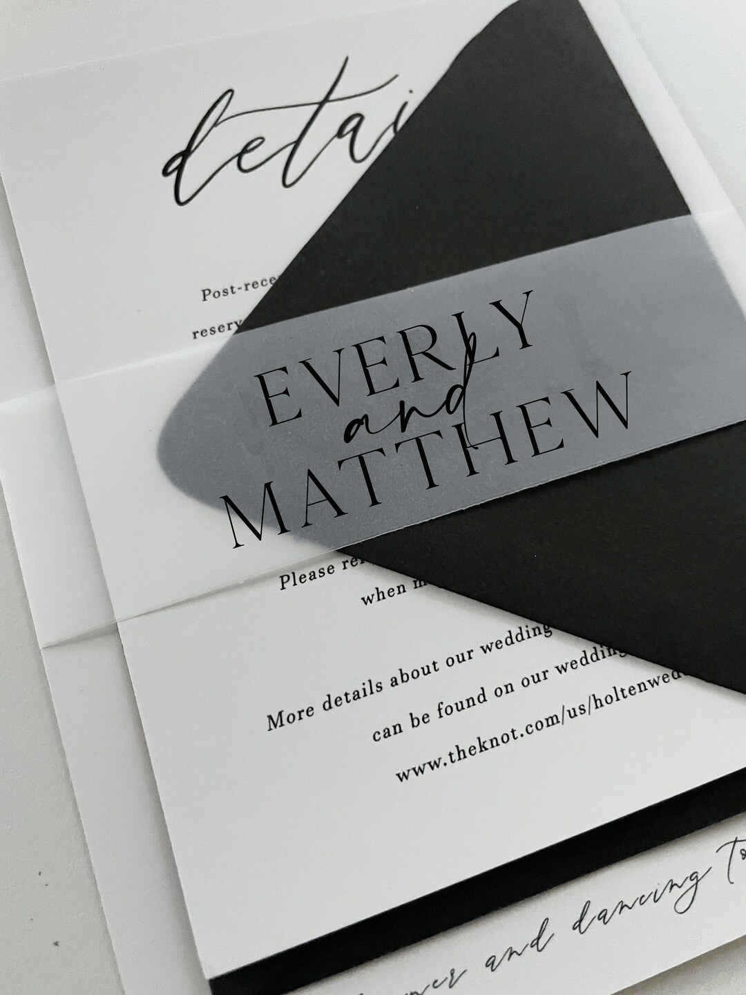 Custom Vellum Bellyband for Wedding Invitations, Translucent Belly Band ...