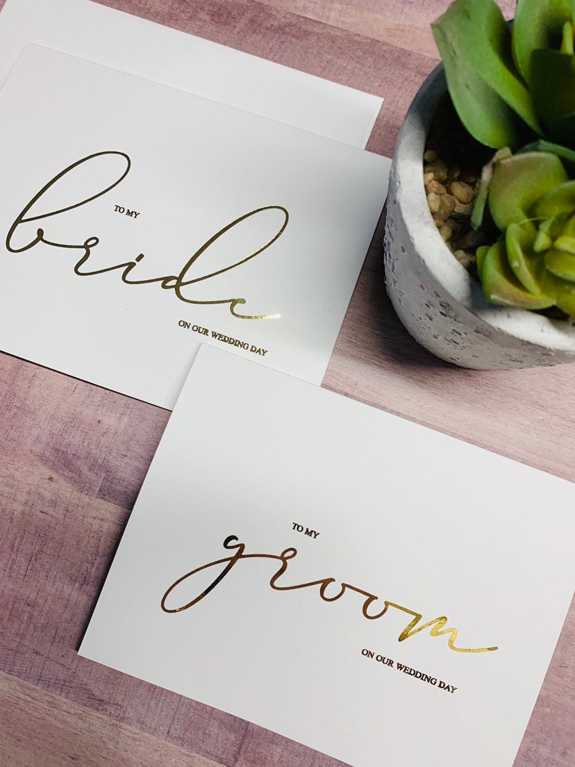 Foil Bride and Groom Letters, Wedding Card to My Groom, to My Bride and ...