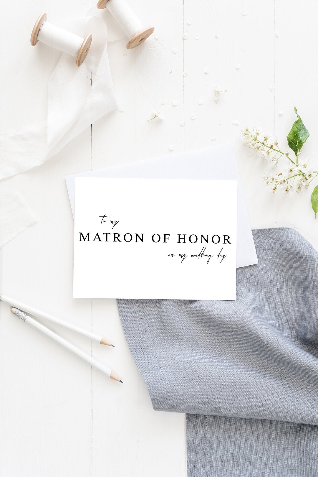 To My Matron of Honor Wedding Party Thank You Cards - Bridesmaid Card ...