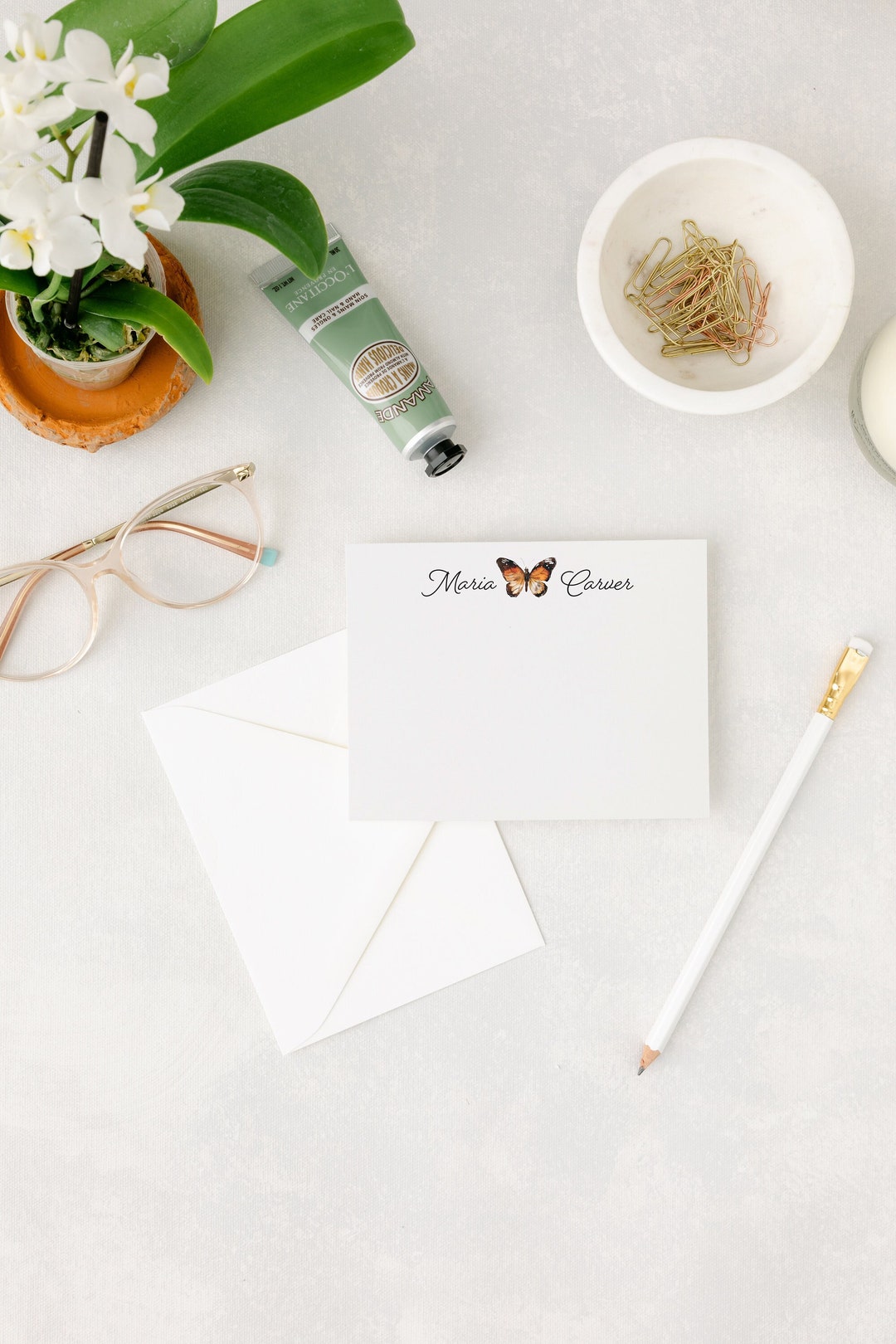 Butterfly Notecards With Envelopes, Stationary Card Set, Butterfly ...