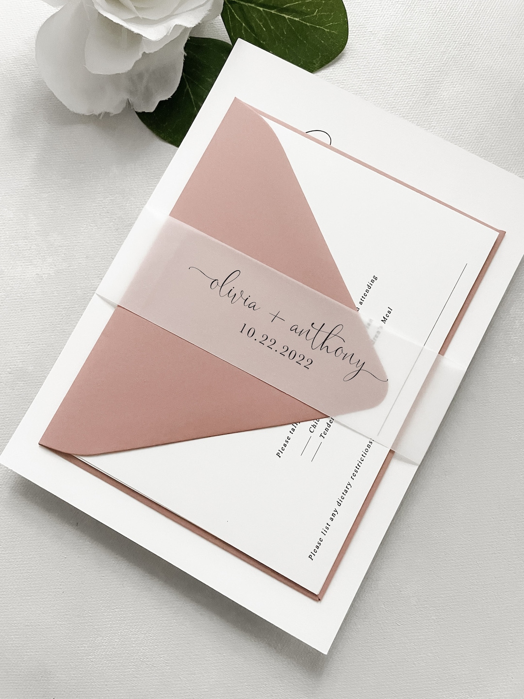 Personalized Vellum Belly Band for Wedding Invitations, Translucent ...