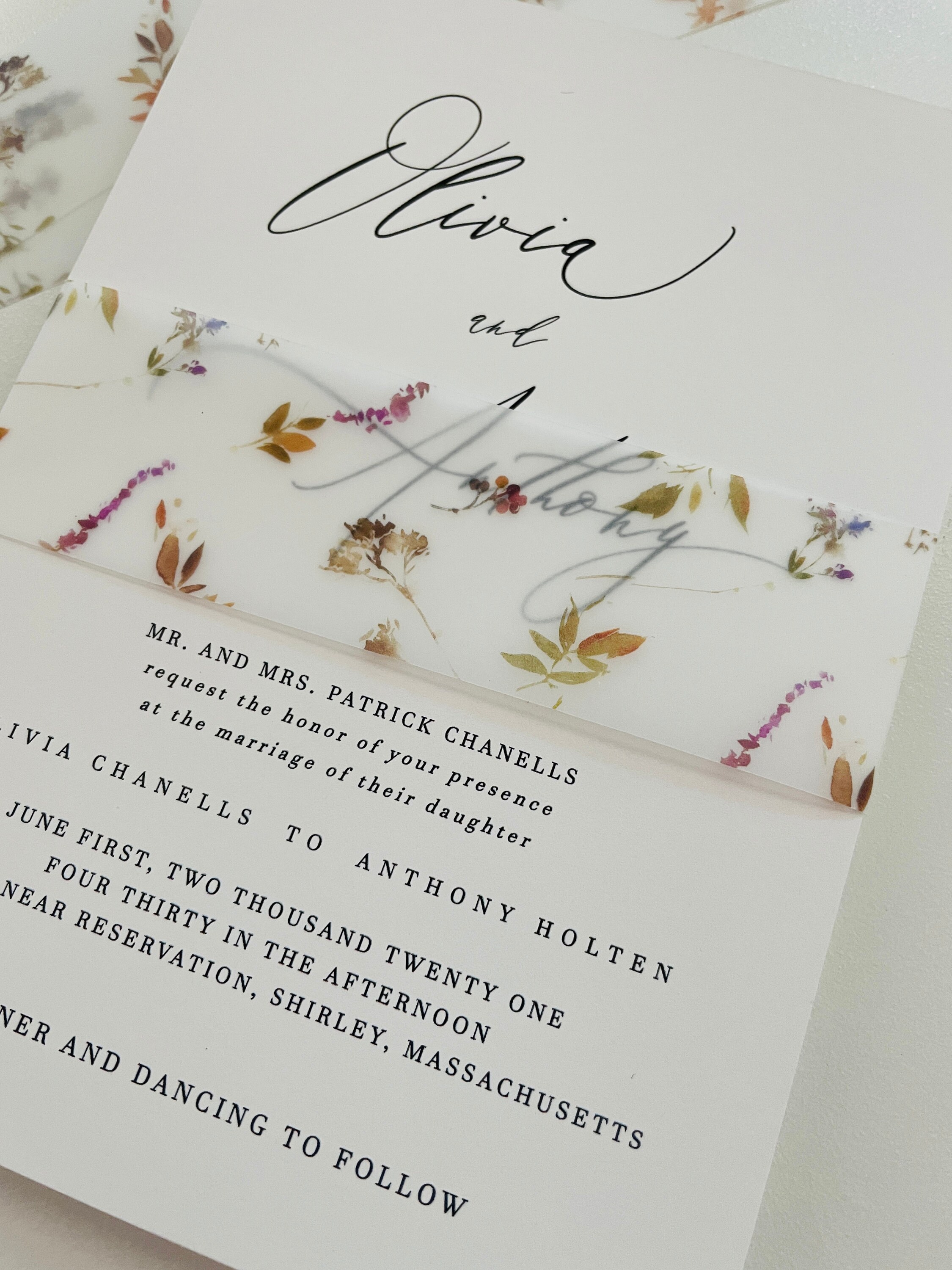 Wildflower Invitation Belly Band, Floral Belly Bands for Invitations ...