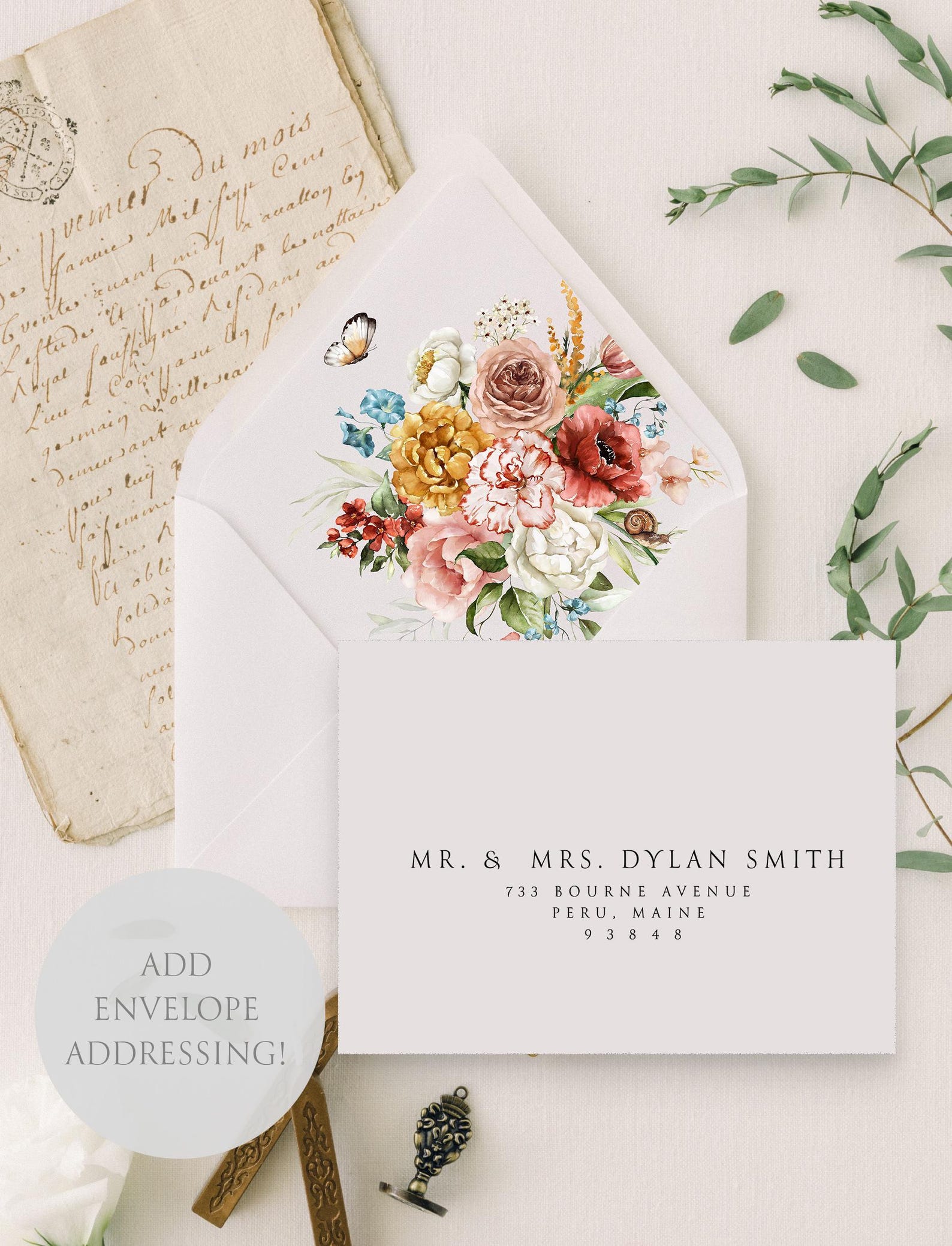 Wedding Envelope Liner, Bright Floral Envelope Liner, Wedding ...