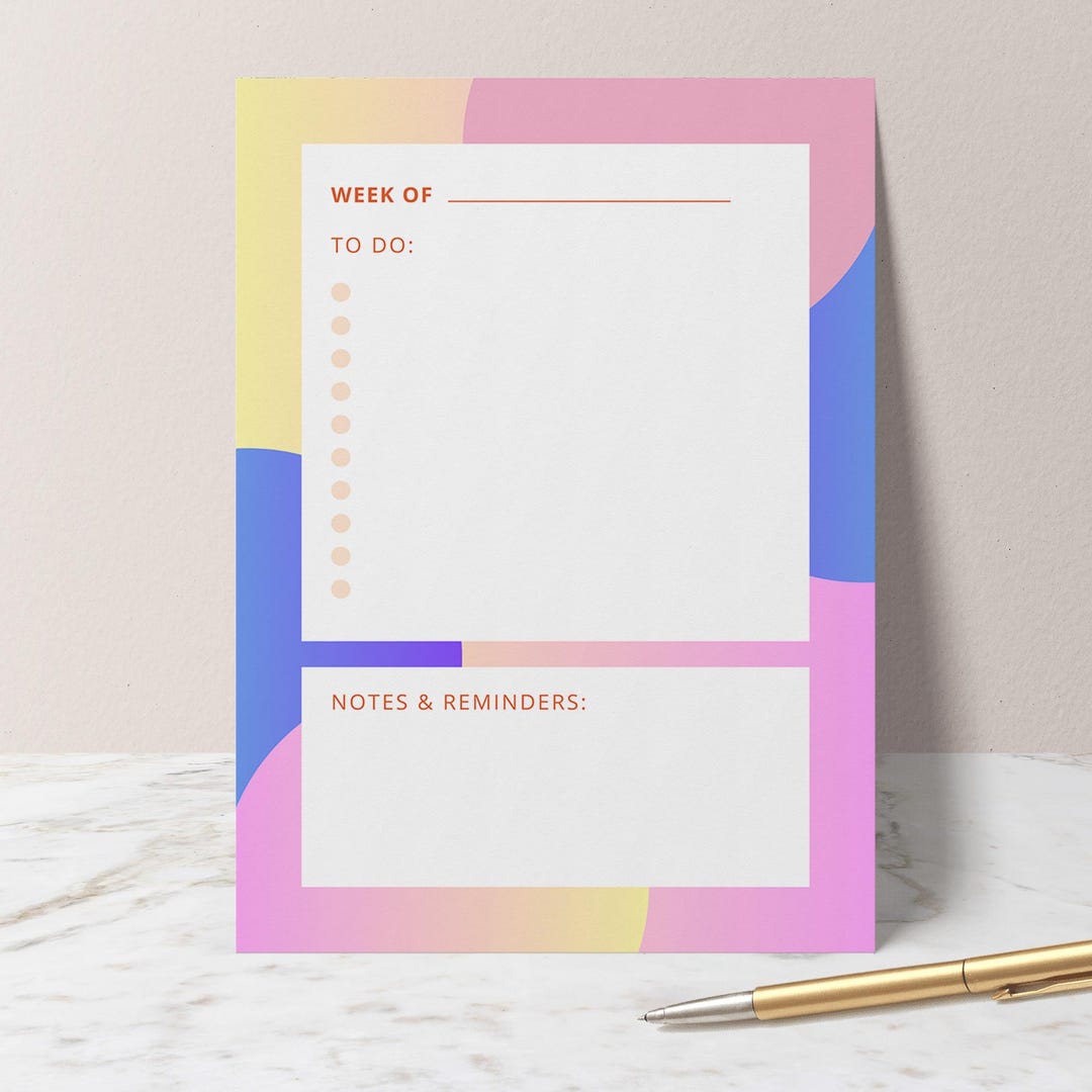 Weekly Planner Notepad, Bullet Journal, Bright and Colorful Planner ...