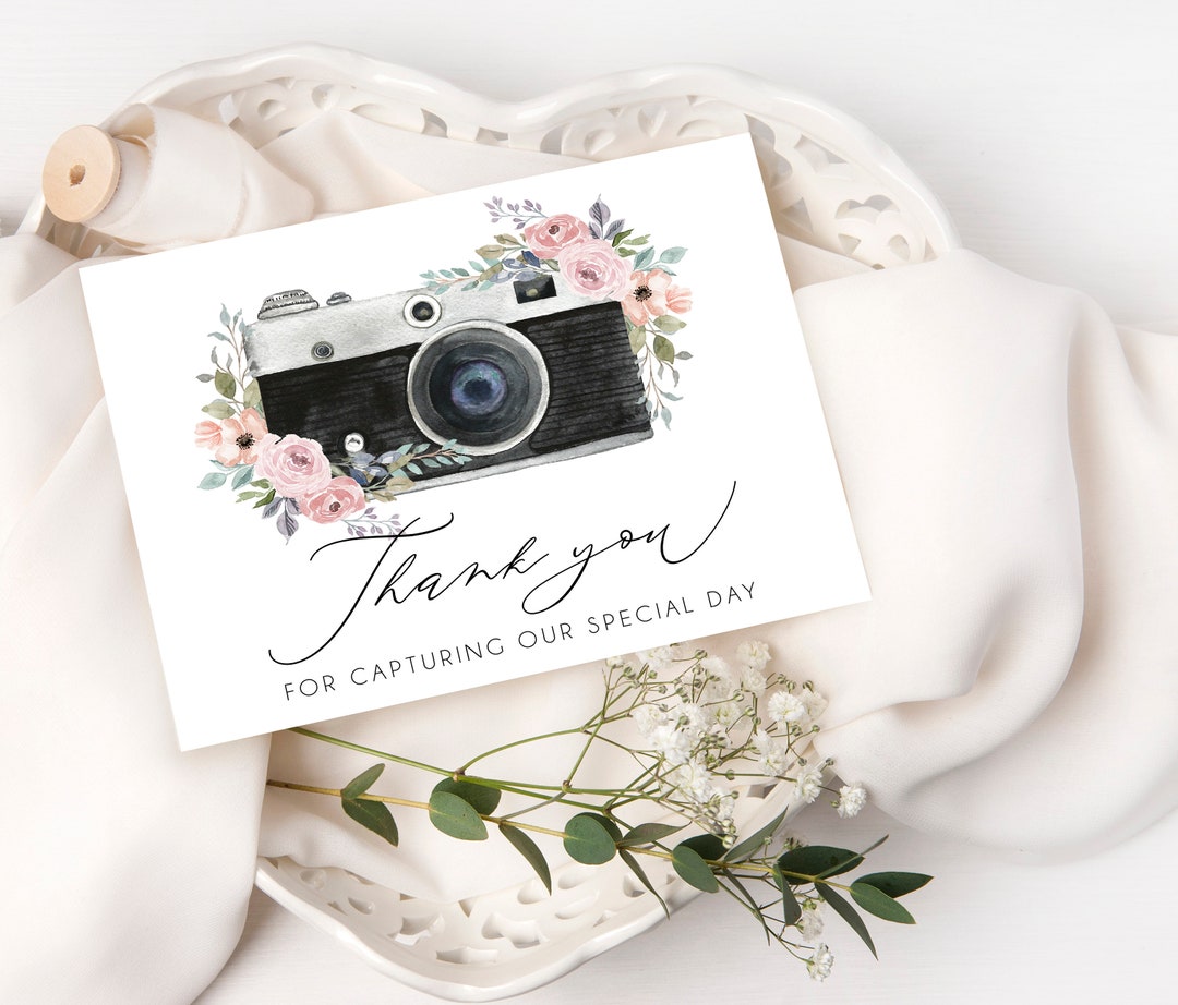 Photographer Floral Thank You Card, Wedding Photographer Thank You ...