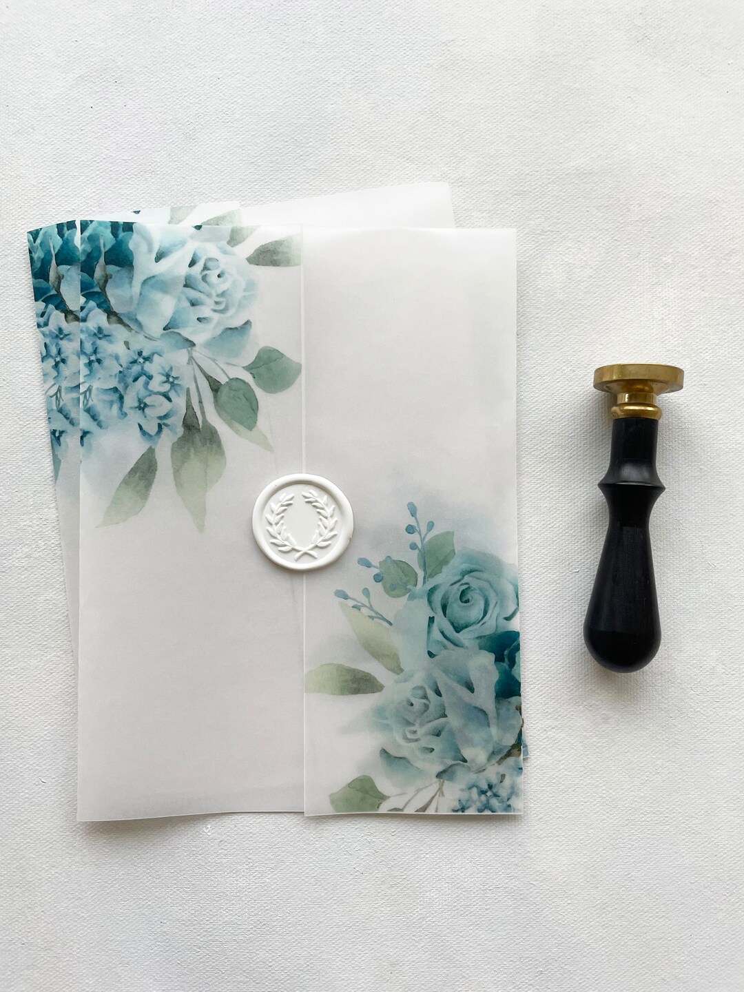 Blue Vellum Invitation Wrap 5x7 Vellum Wedding Invitation - Etsy