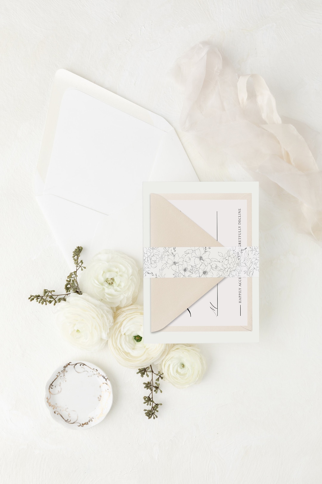 Vellum Belly Band for Wedding Invitations, Floral Vellum Wrap, Belly ...