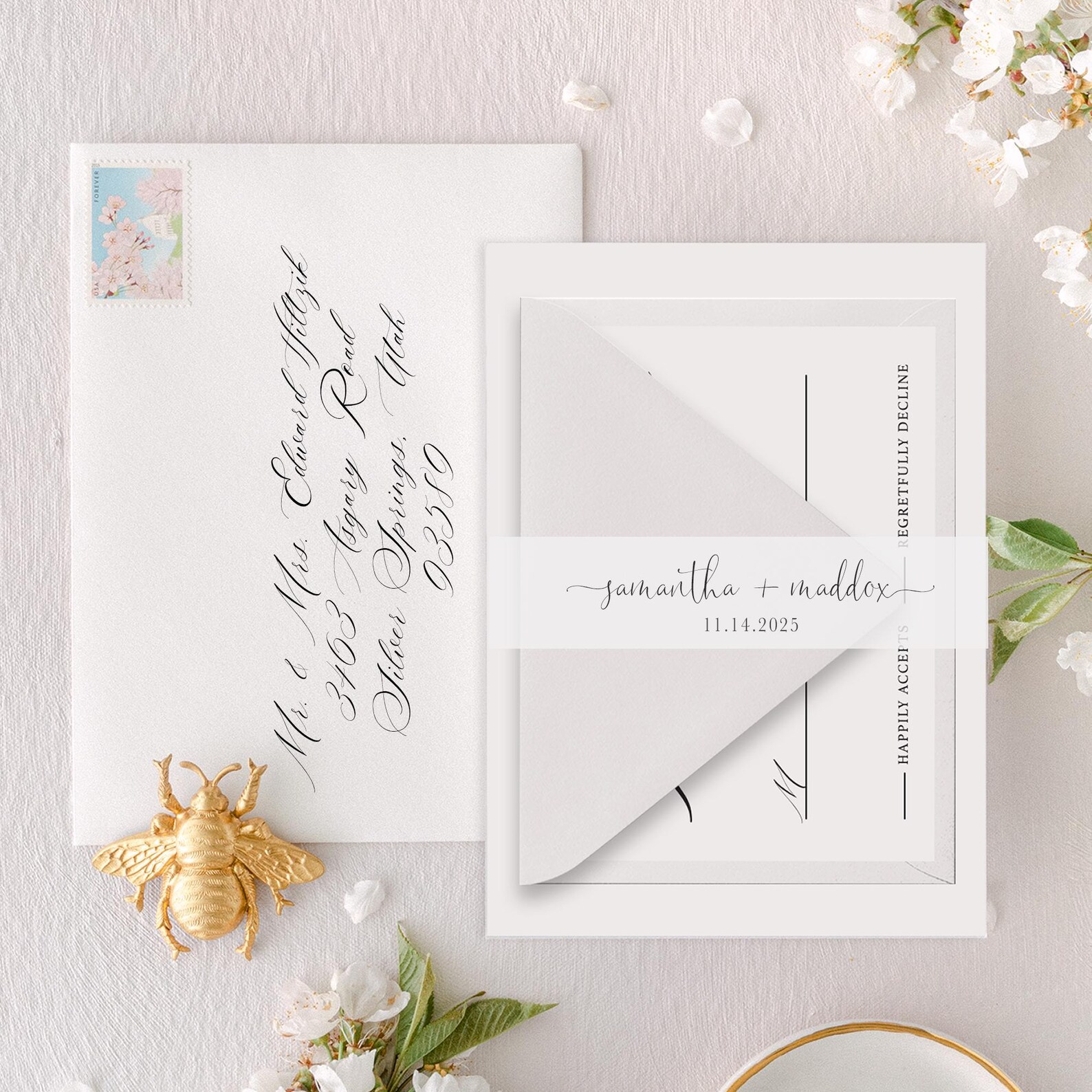 Personalized Vellum Belly Band for Wedding Invitations, Translucent ...