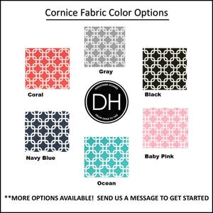 Navy Blue Geometric Cornice Board Valance Window Treatment - Custom ...