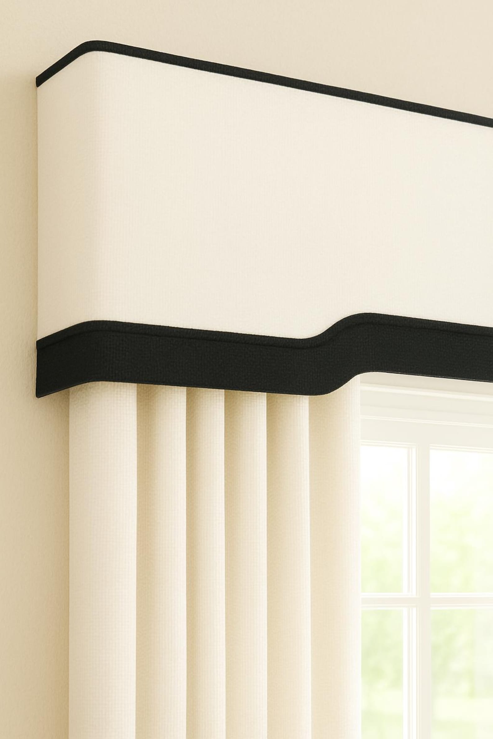 Custom Cornice Board Valance Box Window Treatment | Black and White ...