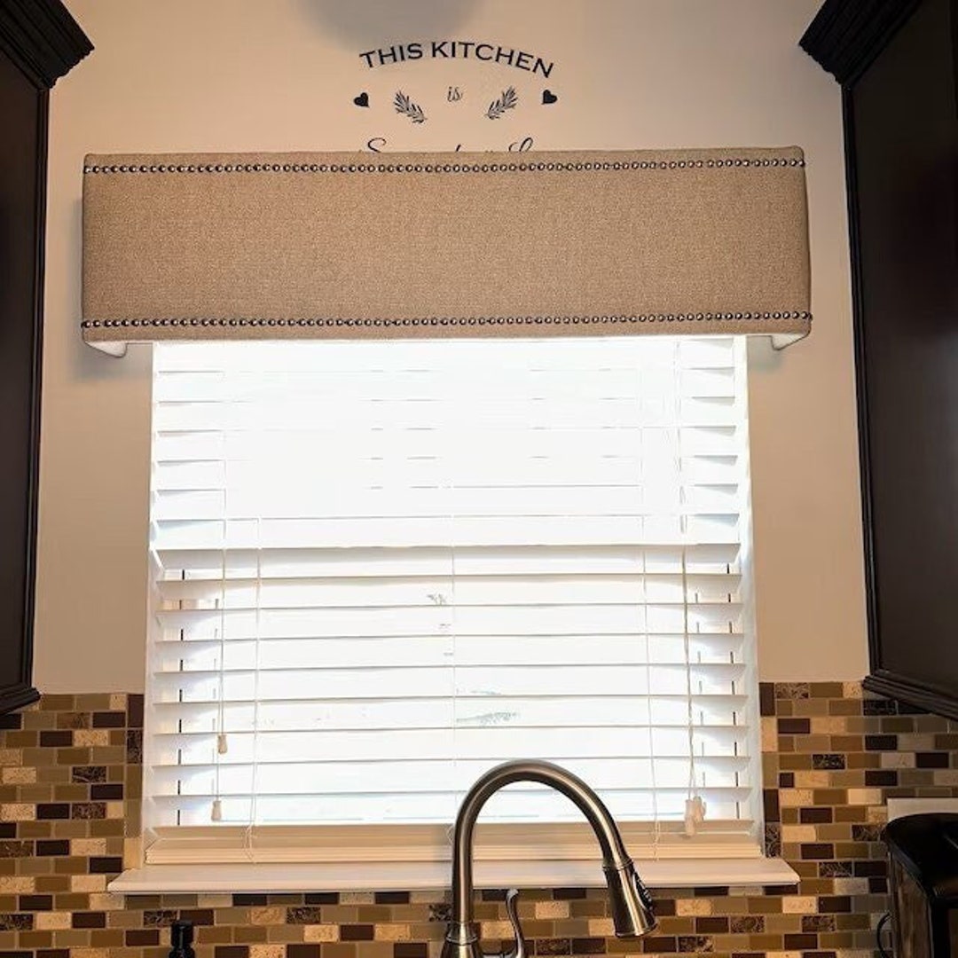 Valance Cornice Board Pelmet Box With Nail Head Window Treatment in ...