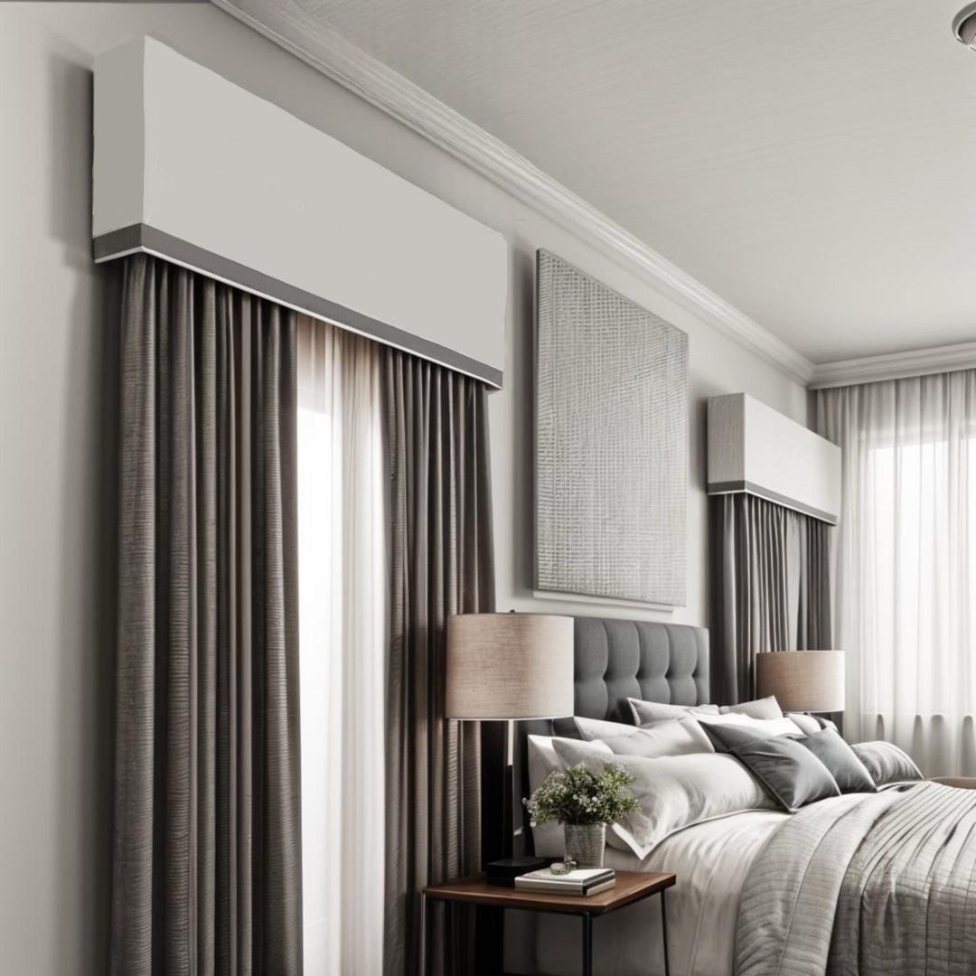 Window Cornice Board Valance Box Window Treatment in Soft White With ...