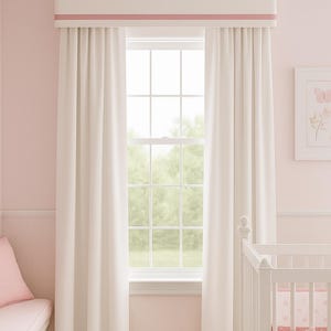 Cornice Board Nursery Valance Window Treatment | Ribbon Trimmed Valance ...