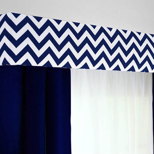 Navy Blue Geometric Cornice Board Valance Window Treatment - Etsy