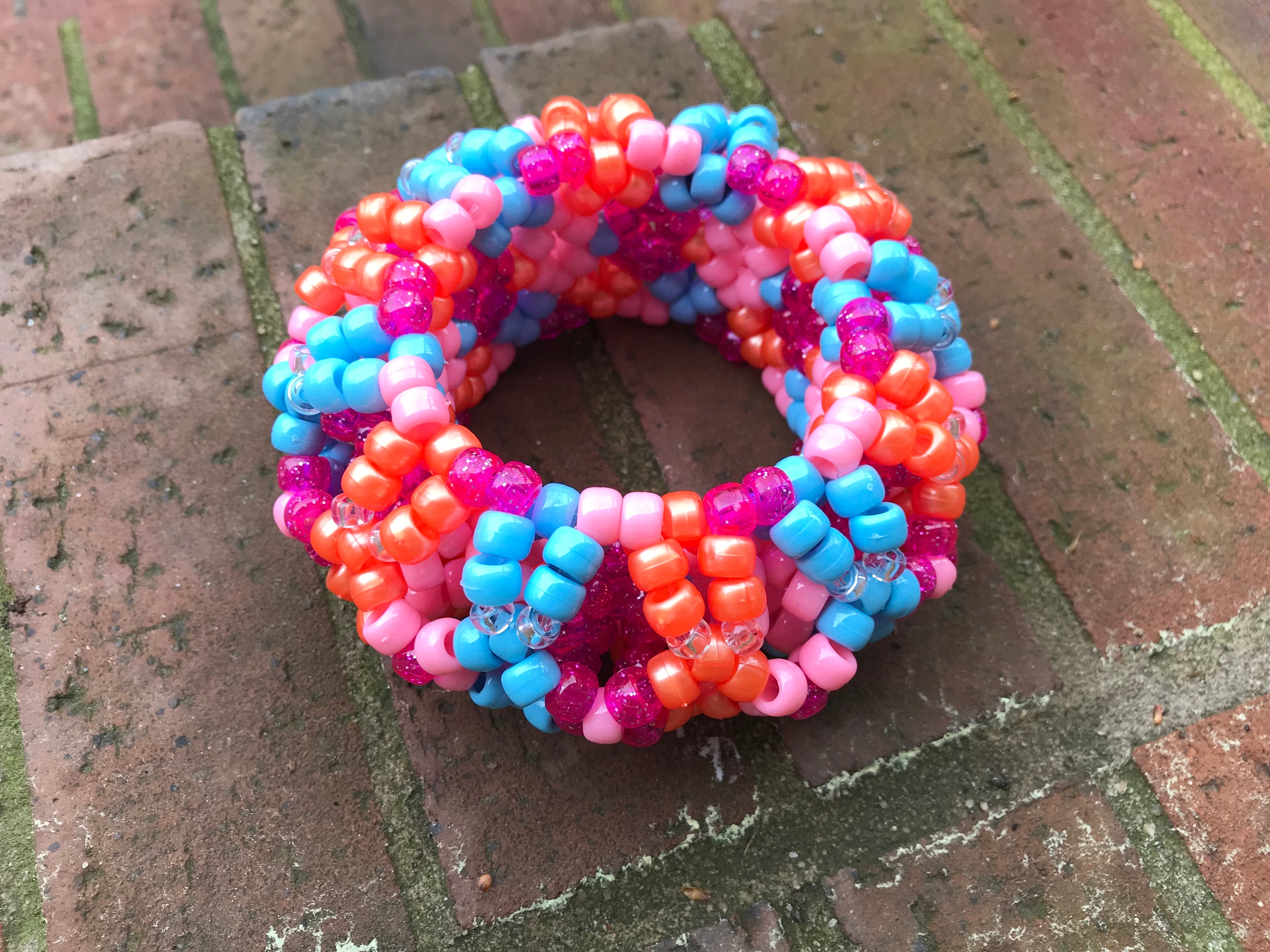 Pink, Blue & Orange Kandi Cuff - Etsy