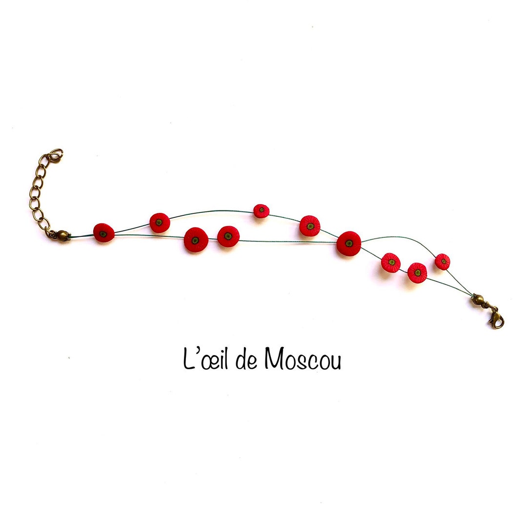 Cherry Red Poppy Bracelet - Etsy