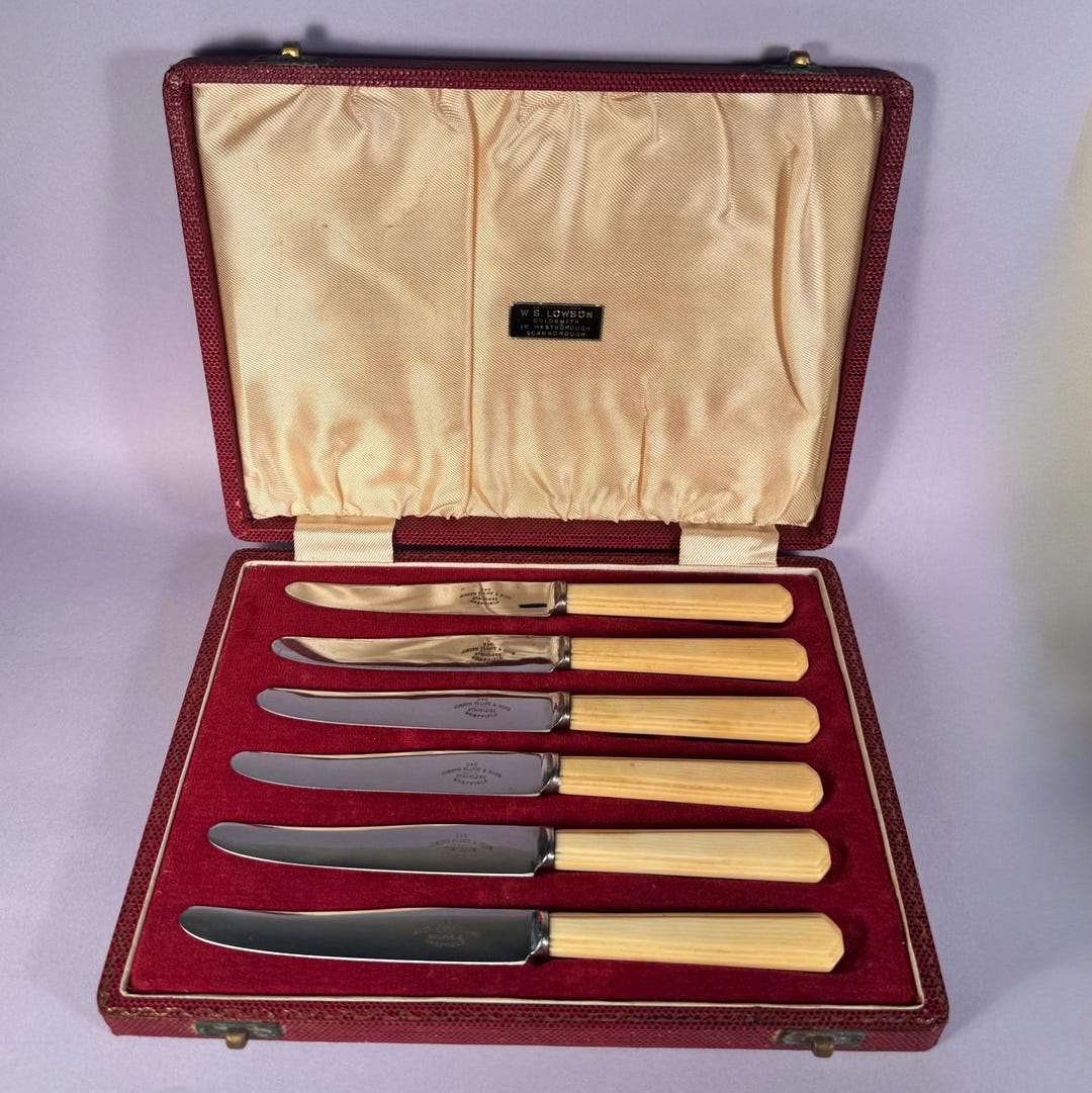 1920s Butter Knives in Original Case. Joseph Elliot & Sons Stainless ...