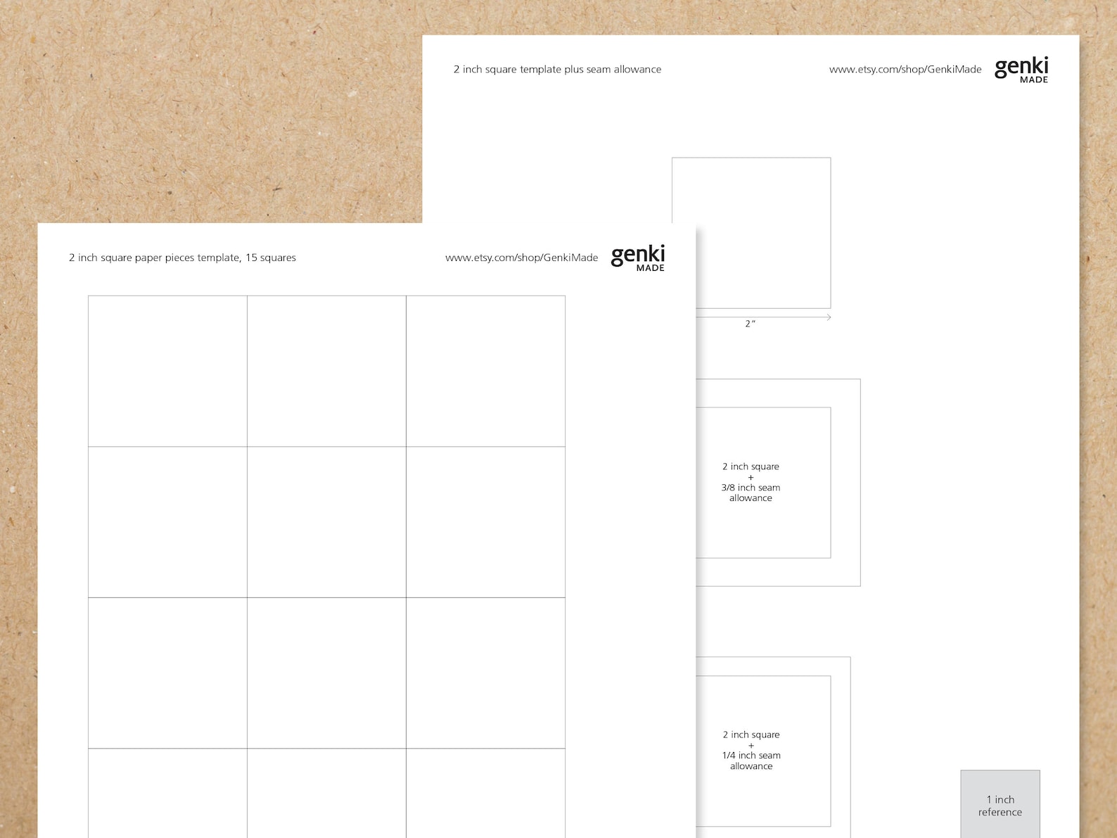 2 Inch Square - English Paper Piecing (EPP) Instant Download Printable ...