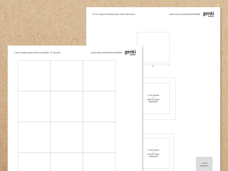 2 Inch Square - English Paper Piecing (EPP) Instant Download Printable ...