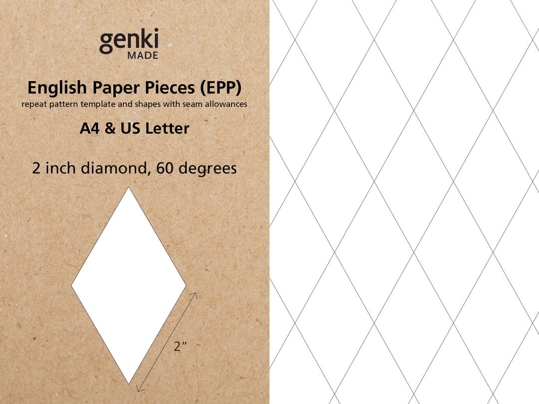 2 Inch Diamond 60 Degrees - English Paper Piecing (EPP) Instant ...