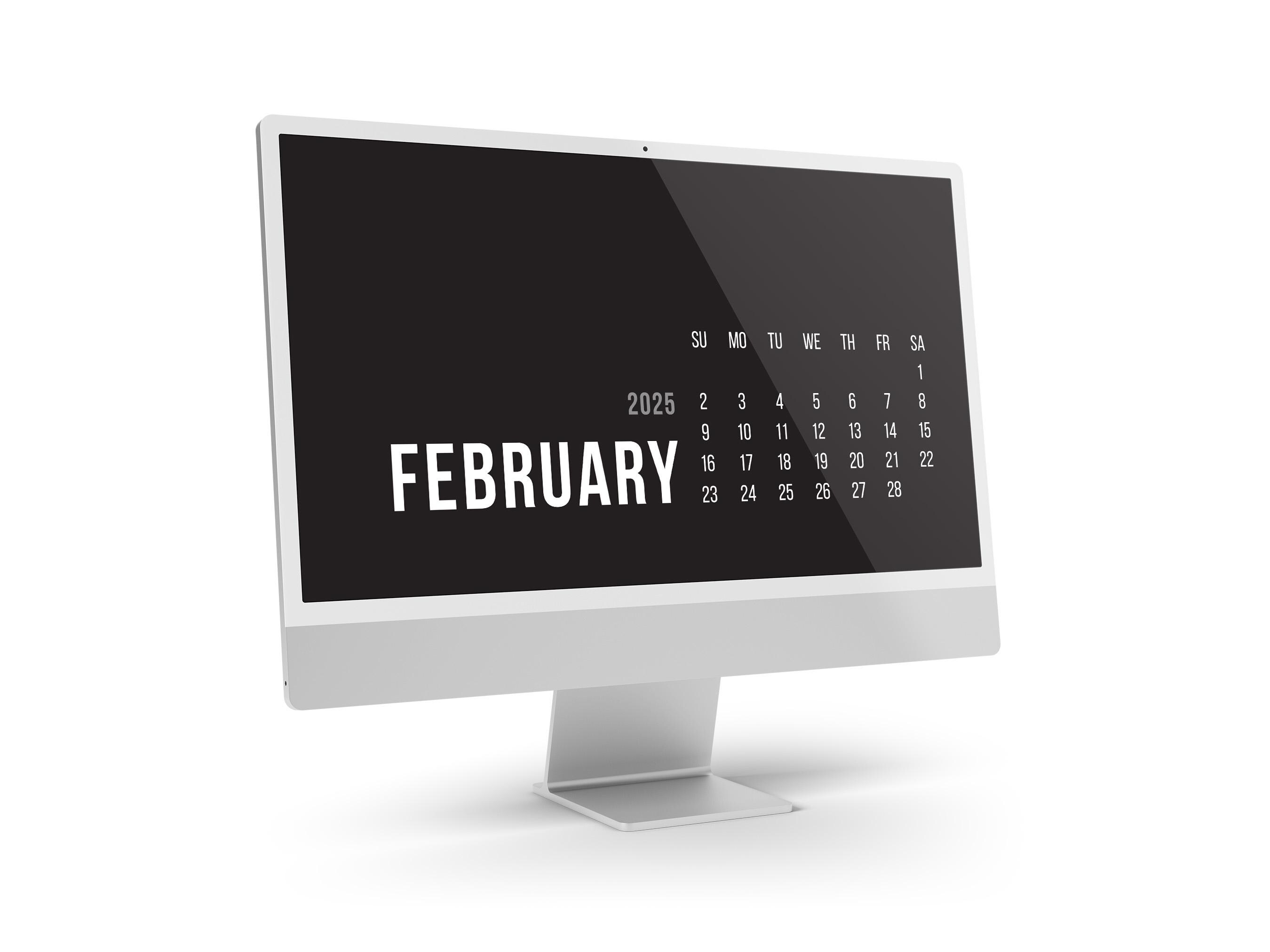 2025 Calendar Computer Desktop Wallpaper Set, 12 Pieces, Minimalist ...