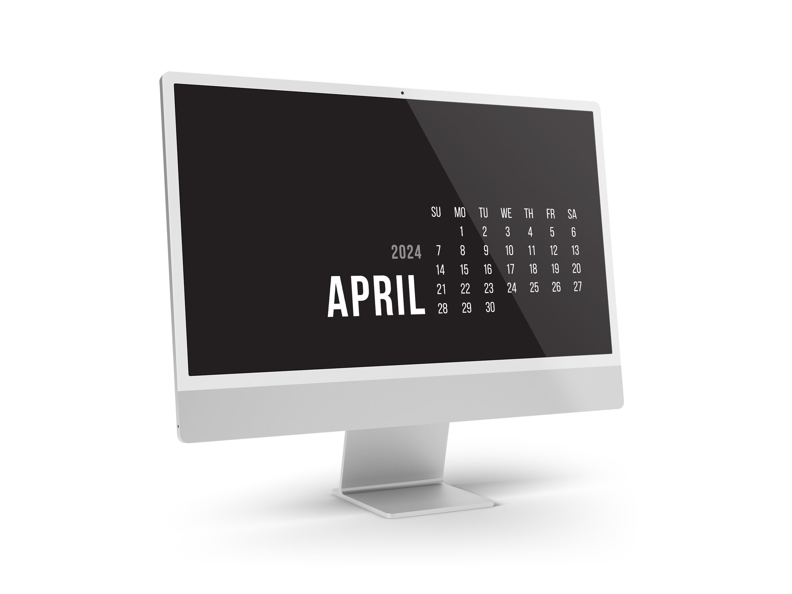 2024 Calendar Computer Desktop Wallpaper Set, 12 Pieces, Minimalist ...