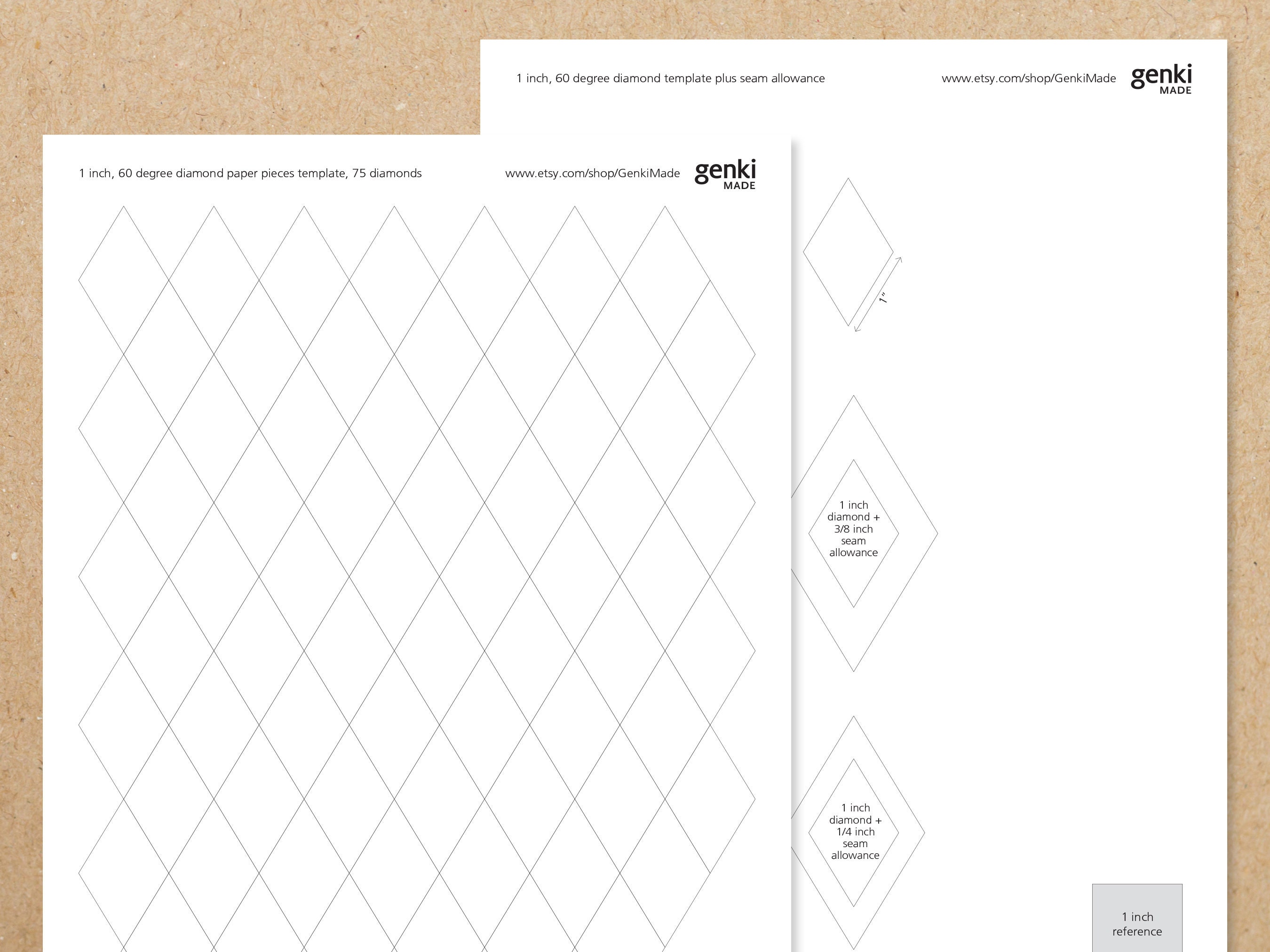 1 Inch Diamond 60 Degrees - English Paper Piecing (EPP) Instant ...