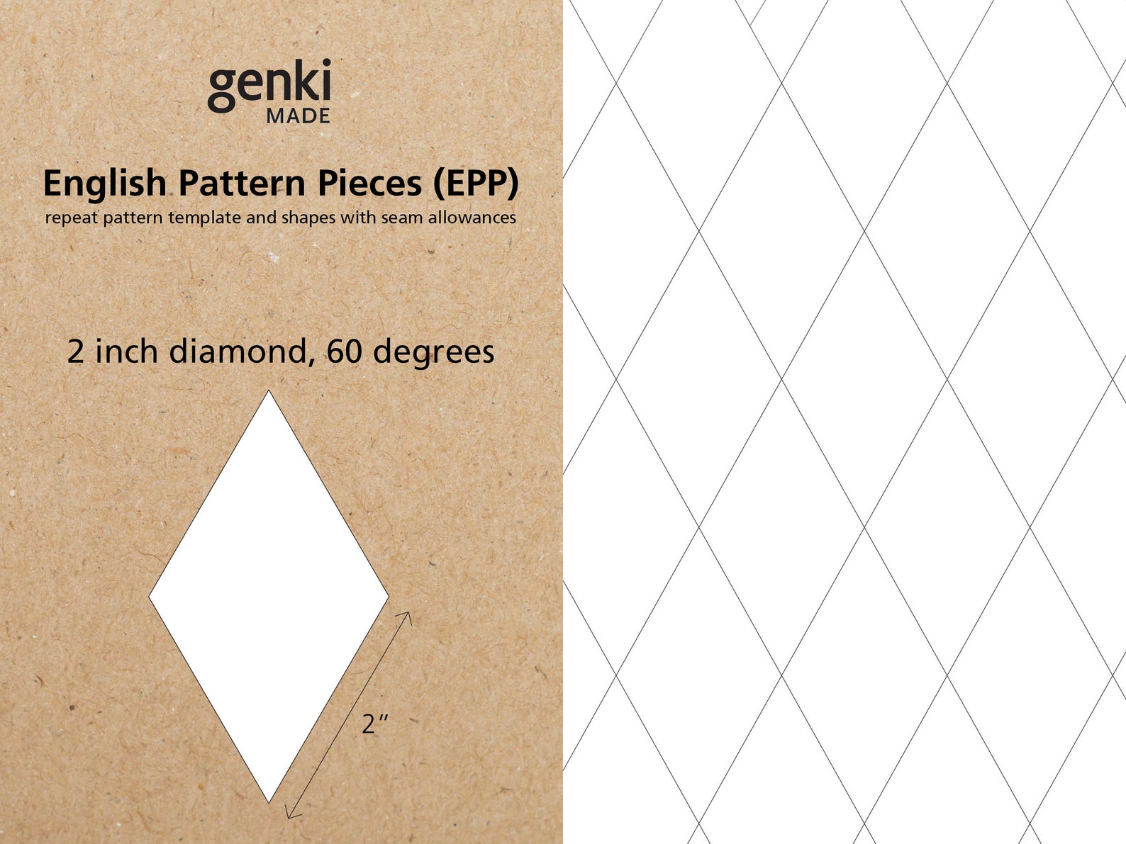 2 Inch Diamond 60 Degrees English Paper Piecing EPP - Etsy