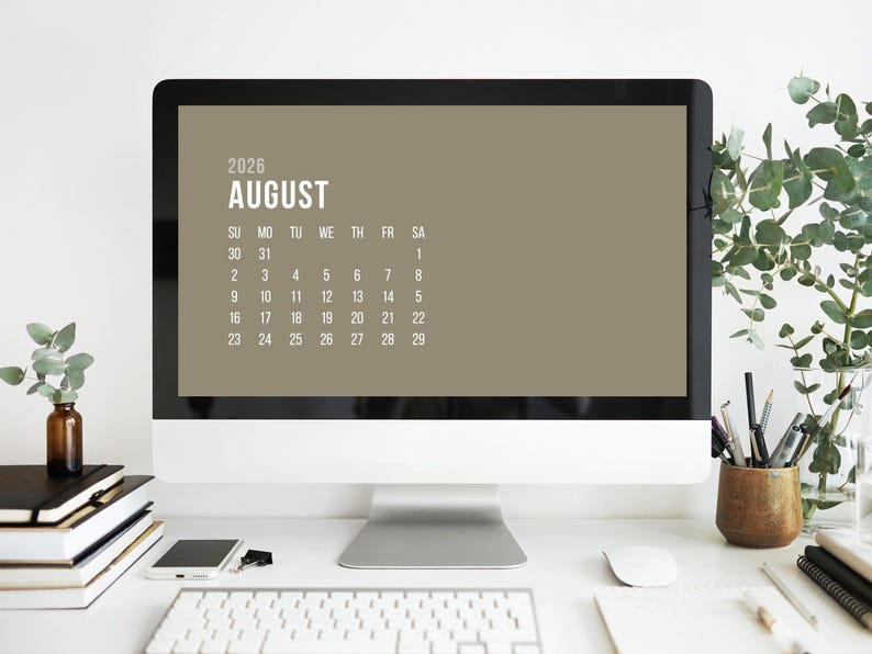 2026 Calendar Computer Desktop Wallpaper Set, 12 Pieces, Calendar in ...